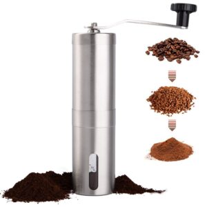 paracity manual coffee bean grinder stainless steel hand coffee mill ceramic burr for aeropress, drip coffee, espresso, french press, turkish brew