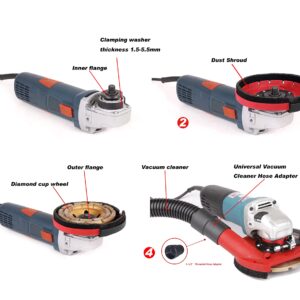 Aidelife Surface Grinding Dust Shroud for Angle Grinders 115mm/125mm+Diamond Grinding Cup Wheel 125mm