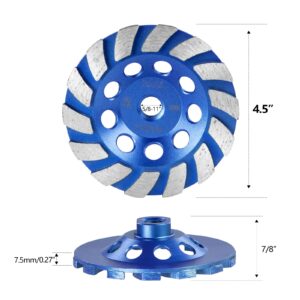 SALI 4.5 Inch Concrete Grinding Wheels 14 Turbo Diamond Segments 5/8-11 Arbor Diamond Grinding Wheel Fit for Paint, Epoxy, Mastic, Coating Removal