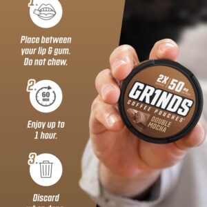 Grinds Coffee Pouches | 3 Cans of Double Mocha | 18 Pouches Per Can | 1 Pouch eq. 1/4 Cup of Coffee (Double Mocha)