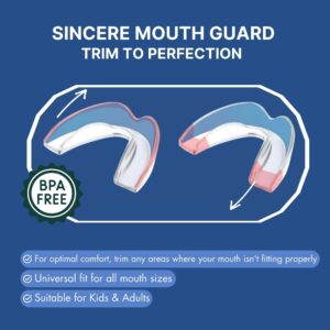 Sincere Moldable Mouth Guard for Teeth grinding & clenching at Night, Dental Night Guard, Bite Guard for Teeth Clenching Nighttime, Teeth protection for Sleep, 2 Sizes, Pack of 8 with 2 Travel Cases