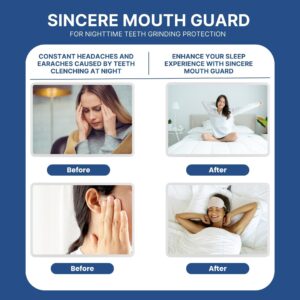 Sincere Moldable Mouth Guard for Teeth grinding & clenching at Night, Dental Night Guard, Bite Guard for Teeth Clenching Nighttime, Teeth protection for Sleep, 2 Sizes, Pack of 8 with 2 Travel Cases