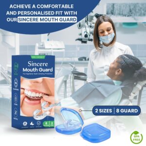 Sincere Moldable Mouth Guard for Teeth grinding & clenching at Night, Dental Night Guard, Bite Guard for Teeth Clenching Nighttime, Teeth protection for Sleep, 2 Sizes, Pack of 8 with 2 Travel Cases