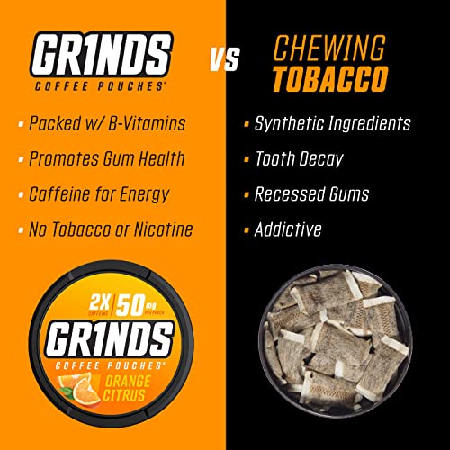 Grinds Coffee Pouches | 3 Cans of Orange Citrus | 18 Pouches Per Can | 1 Pouch eq. 1/2 Cup of Coffee (Orange Citrus)