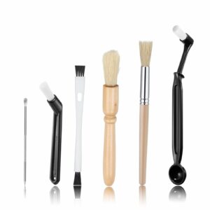 luxmool 6 pcs coffee brush set, professional espresso brush kit, well-designed coffee grinder brush, heavy wood handle & natural bristles wood dusting coffee machine brush