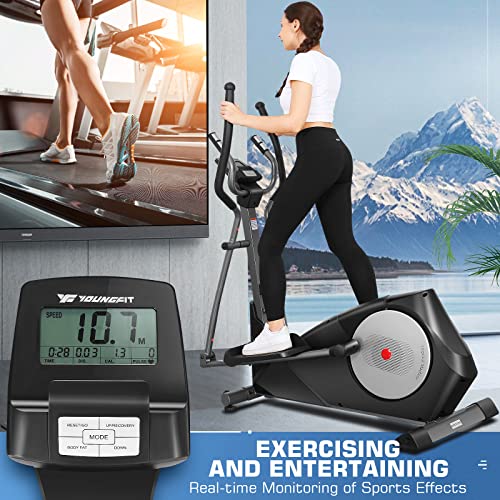 YOUNGFIT Elliptical Machine, 95% Pre-Installed Cross Trainer with Hyper-Quiet Magnetic Driving System, 22 Resistance Levels Home Gym Eliptical Exercise Machine Workout Equipment (Black)