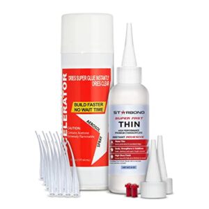 starbond super fast thin ca glue (4oz) and aerosol accelerator (6oz) bundle - water-thin ca glue with activator bundle (for woodturning, pen turning, hobby, stabilizing, finish, inlay)