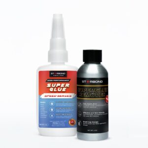 starbond premium xl speed series "thin" super glue, super fast drying time (3-5 seconds), 56 grams and 2 oz. glue remover [bundle]