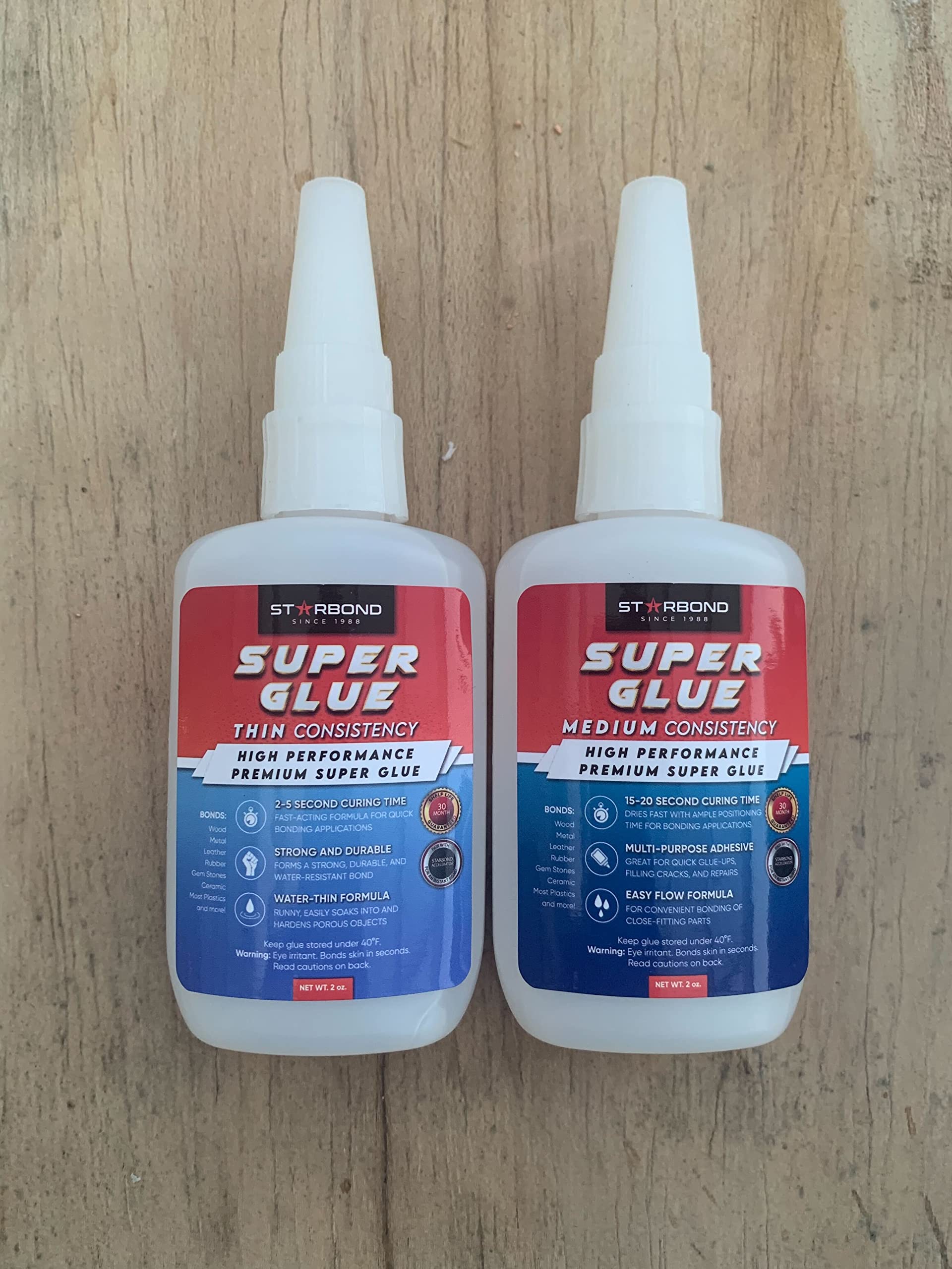 STARBOND Premium Thin and Medium Super Glue Bundle - Quick Drying CA Glue