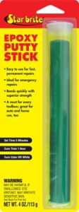 star brite epoxy putty stick - quick, versatile, permanent repairs even underwater - fix boat hulls, decks, pools, spas, hot tubs, leaking gaskets, tanks, gutters & more - 4 oz (087104)