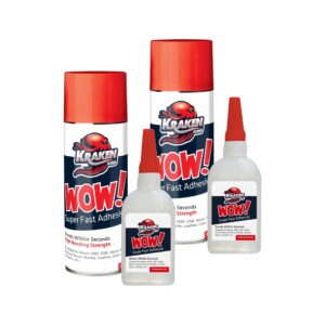 kraken bond wow! ca glue (2 x 1.75 oz.) with spray adhesive activator (2 x 6.75 fl oz.) - cyanoacrylate glue, ca glue with activator, ca glue for woodworking, crazy glue, craft glue | 2 pack