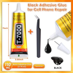 Upgrade T-7000 Black Adhesive Glue for Phone, Cridoz 110ml Waterproof Jewelry Glue Precision Craft Adhesive for Cell Phone Screen Repair Glass Wood Crafts Metal and Stones