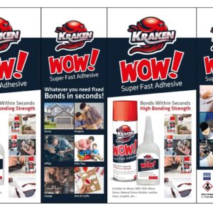 Kraken Bond Wow! CA Glue (3x1.75 oz.) with Spray Adhesive Activator (3x6.75 fl oz.) - Cyanoacrylate Glue, CA Glue with Activator, CA Glue for Woodworking, Crazy Glue, Craft Glue, Fast CA Glue, 3 Pack