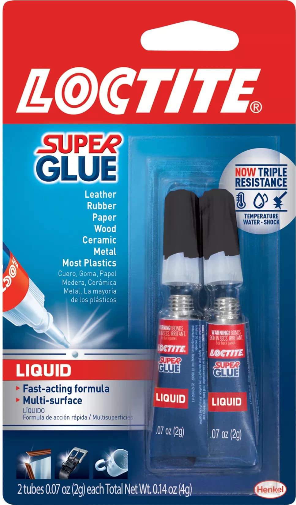 Loctite Super Glue Liquid, Two 2-Gram Tubes (1399963)