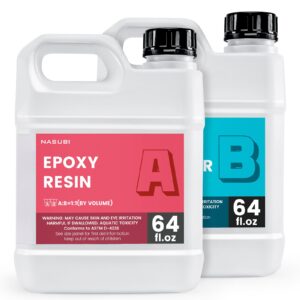 nasubi crystal clear epoxy resin 1 gallon easy to use resin for art, mold, jewelry, tabletop, no bubbles, no odor, uv resistant, 2 part casting coating resin for professional artists or beginners