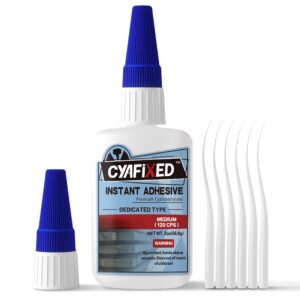 cyafixed professional grade cyanoacrylate super glue, medium viscosity ca glue for woodworking, 2 oz. (56.8 grams) - instant adhesive for woodturning, pen turning, hobby models & most wood bonding