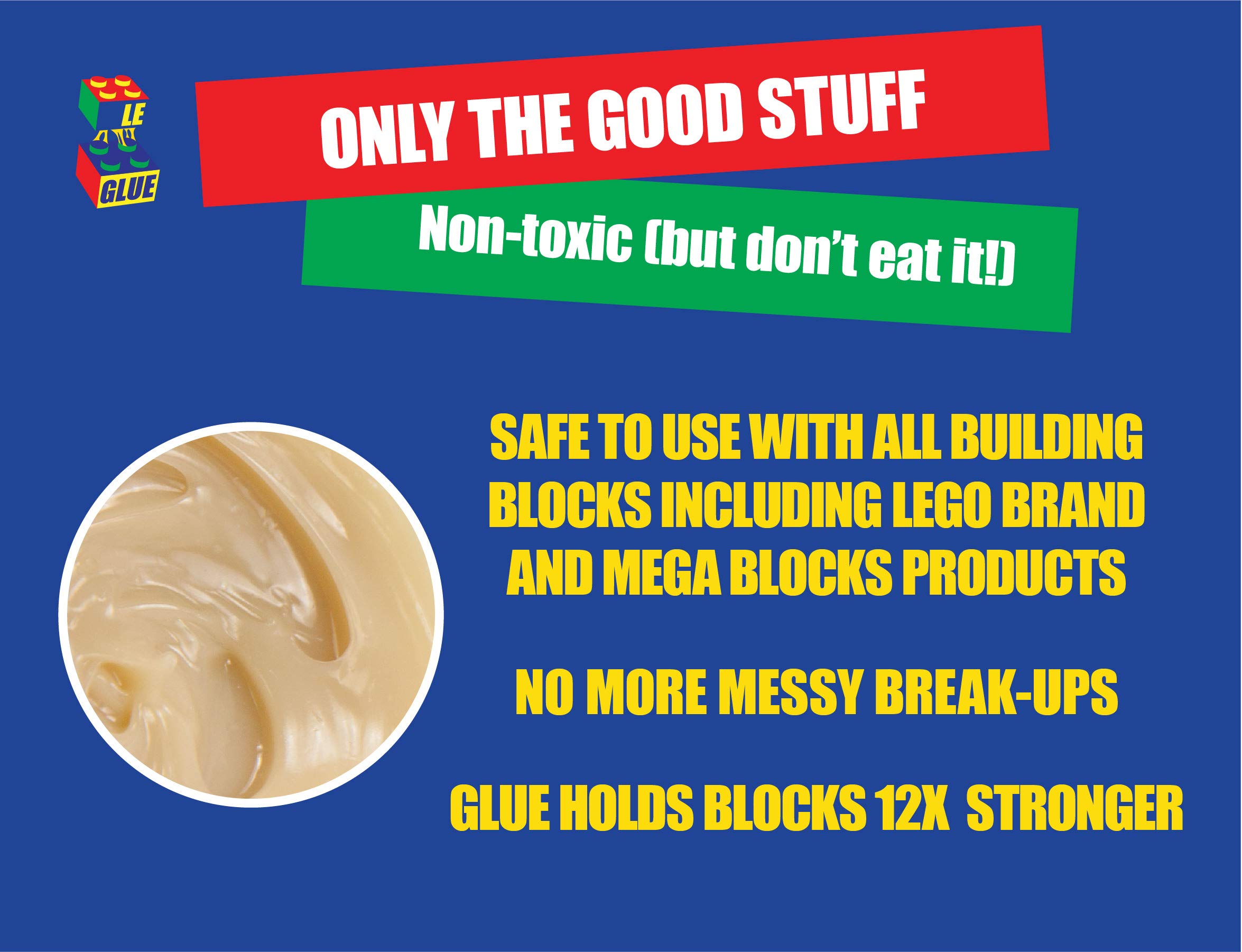 Le Glue Temporary Glue | Non-Permanent Clear Adhesive Glue for Plastic Building Blocks | No Messy Break-Ups | Non-Toxic Model Glue Formula | Seen on Shark Tank, Created for Kids, by a Kid