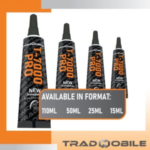 TRADMOBILE T7000 Pro New Black Glue Recipe 2021 Drying 6h Super Glue for Repair Phones Smartphones Tablets Jewelry Books Binding Leather Shoes Papers (3.7 fl.oz)