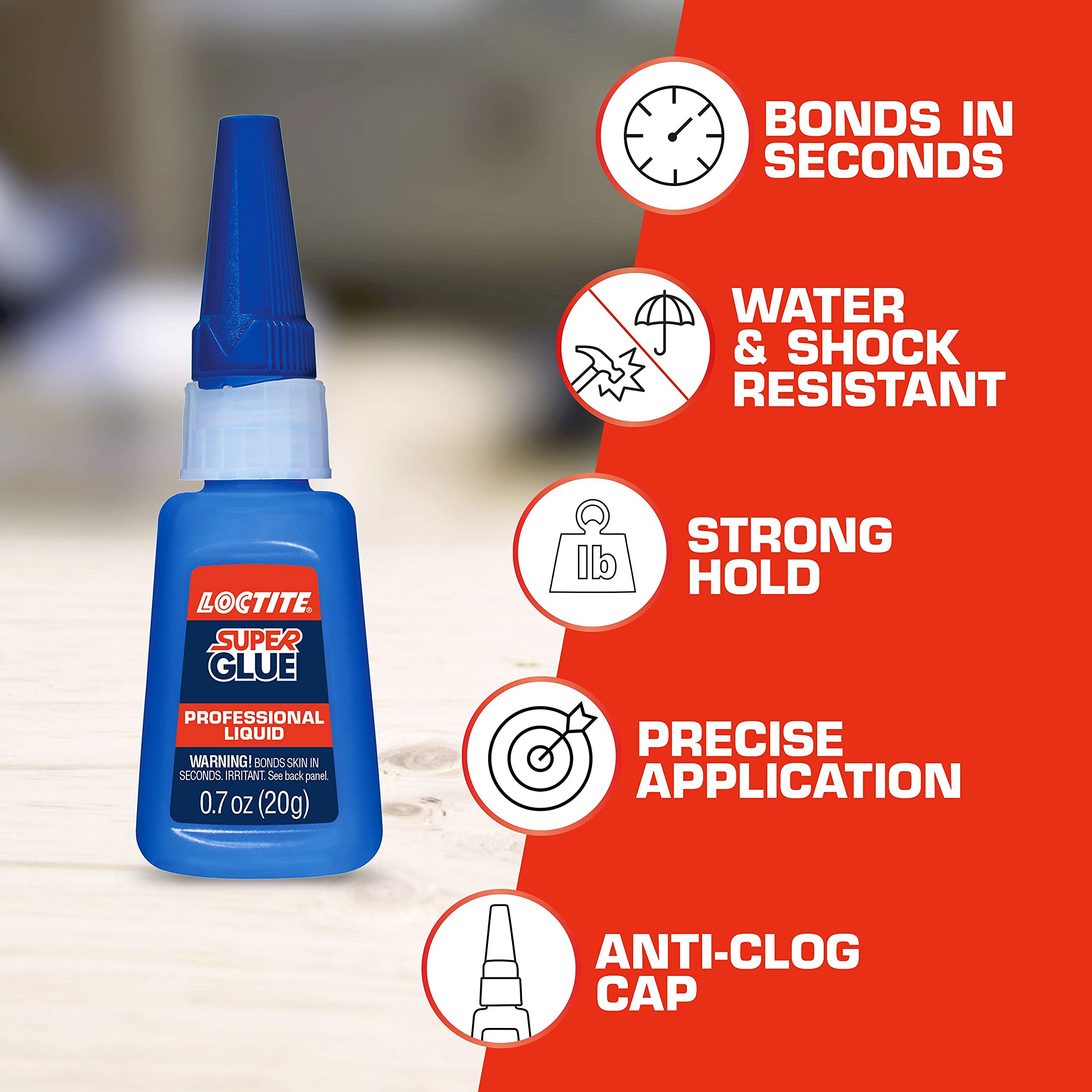 Loctite Super Glue Professional Liquid, 20 Gram Bottle, 1 Pack - Clear Superglue for Plastic, Wood, Metal, Crafts, & Repair, Instant Glue Adhesive, Quick Dry