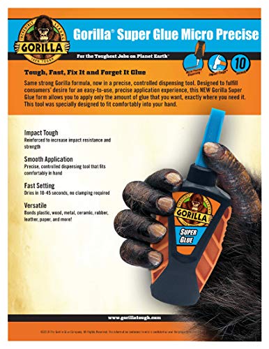 Gorilla Micro Precise Super Glue, 5 Gram, Clear, (Pack of 1)