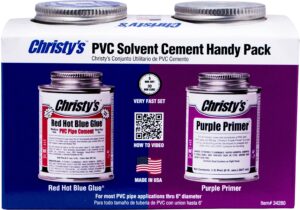 christy's handy pack: red hot blue glue medium body pvc cement and purple primer, 1/2 pint (8 fl oz),rh-rhbv-hdypk-hp-20