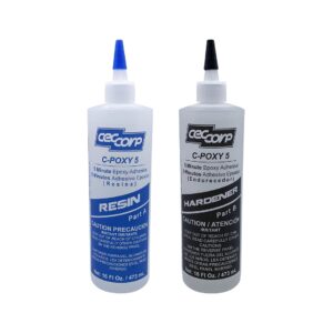 five minute epoxy glue adhesive c-poxy 5 by ceccorp (32 oz combined) – fast setting, quick cure, clear epoxy glue, general purpose, 5 minute