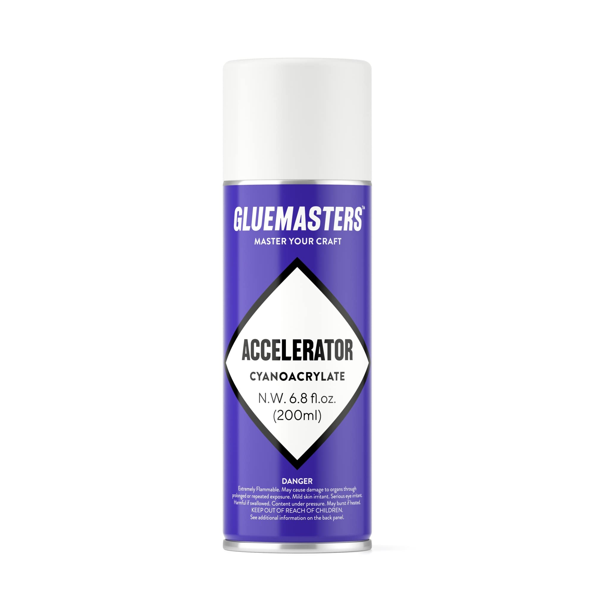 Professional Cyanoacrylate Super Glue Accelerator by GLUE MASTERS - (6.8 fl. oz) Aerosol Activator for instant adhesion for CA glues