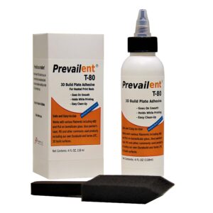 Prevailent T-80, 3D Printer Bed Adhesive Glue - Helps Prevent Warping, Strong Hold and Easy Release with Various Build Plates and Filament Types Including PLA, ABS, TPU, and PETG, 4 fl oz. (118ml)