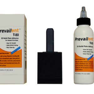 Prevailent T-80, 3D Printer Bed Adhesive Glue - Helps Prevent Warping, Strong Hold and Easy Release with Various Build Plates and Filament Types Including PLA, ABS, TPU, and PETG, 4 fl oz. (118ml)