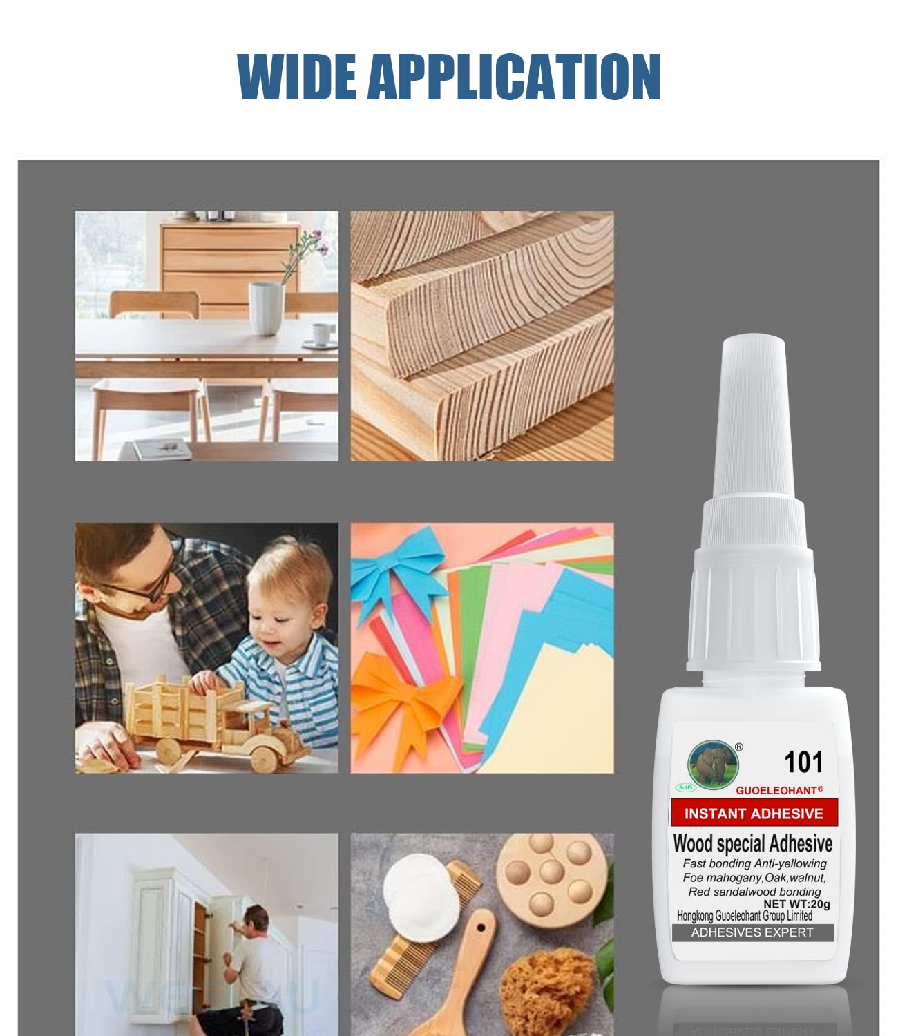 Weglau Wood Glue, Wood Adhesive,Instantly Strong Adhesive,Suitable for Wood, Oak, Wooden Craft, Wooden Product, Wood Edge,Paper, etc. - 20g