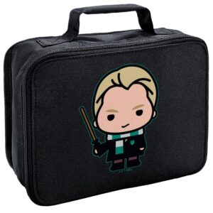 logovision harry potter draco cute chibi character insulated soft sided lunch box - reusable lunch bag for school office work, bpa free