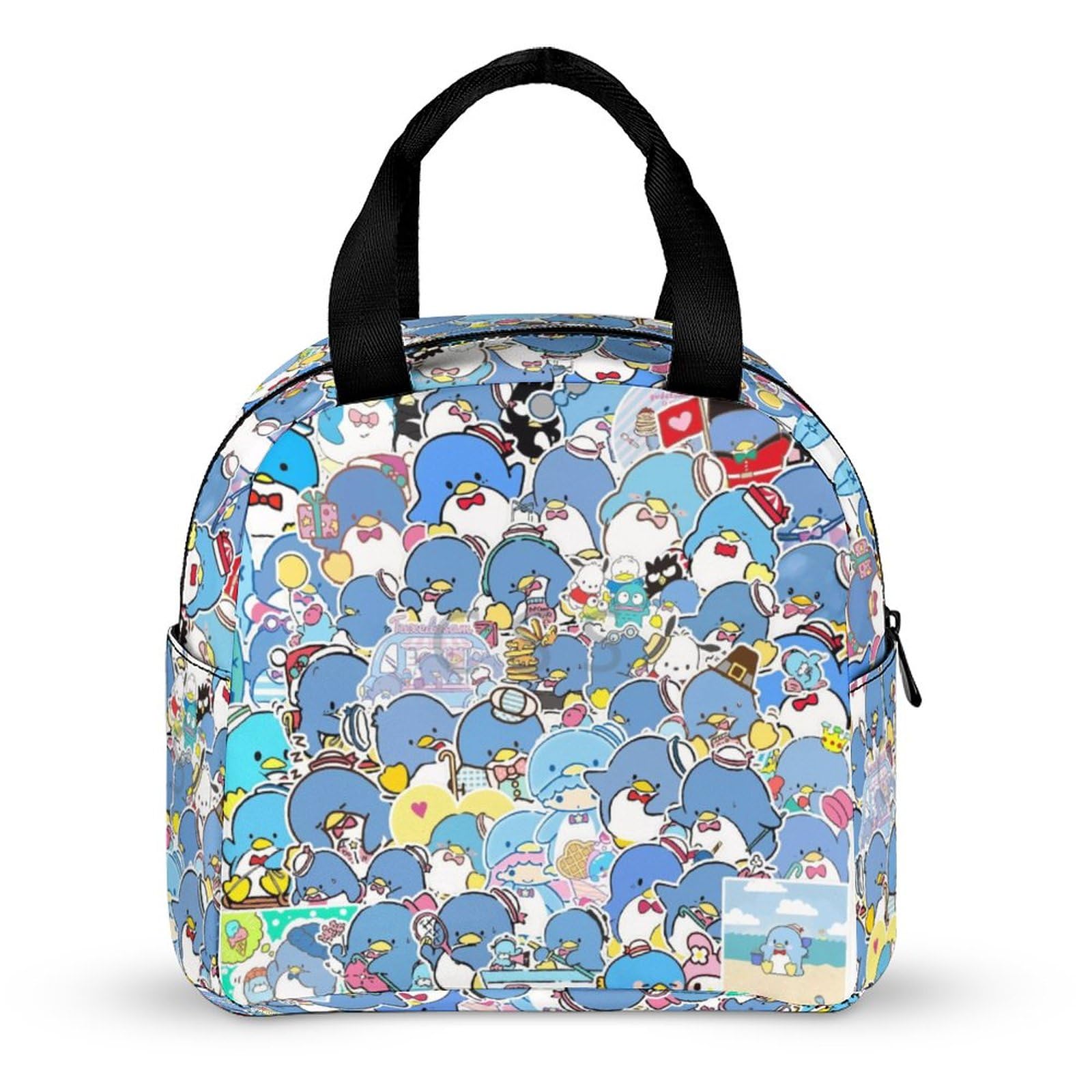 Cartoon Lunch Bag Tuxedosamm Lunch Tote Bag Portable Lunch Box With Pocket for Womens Men