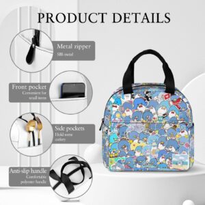 Cartoon Lunch Bag Tuxedosamm Lunch Tote Bag Portable Lunch Box With Pocket for Womens Men