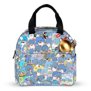 Cartoon Lunch Bag Tuxedosamm Lunch Tote Bag Portable Lunch Box With Pocket for Womens Men