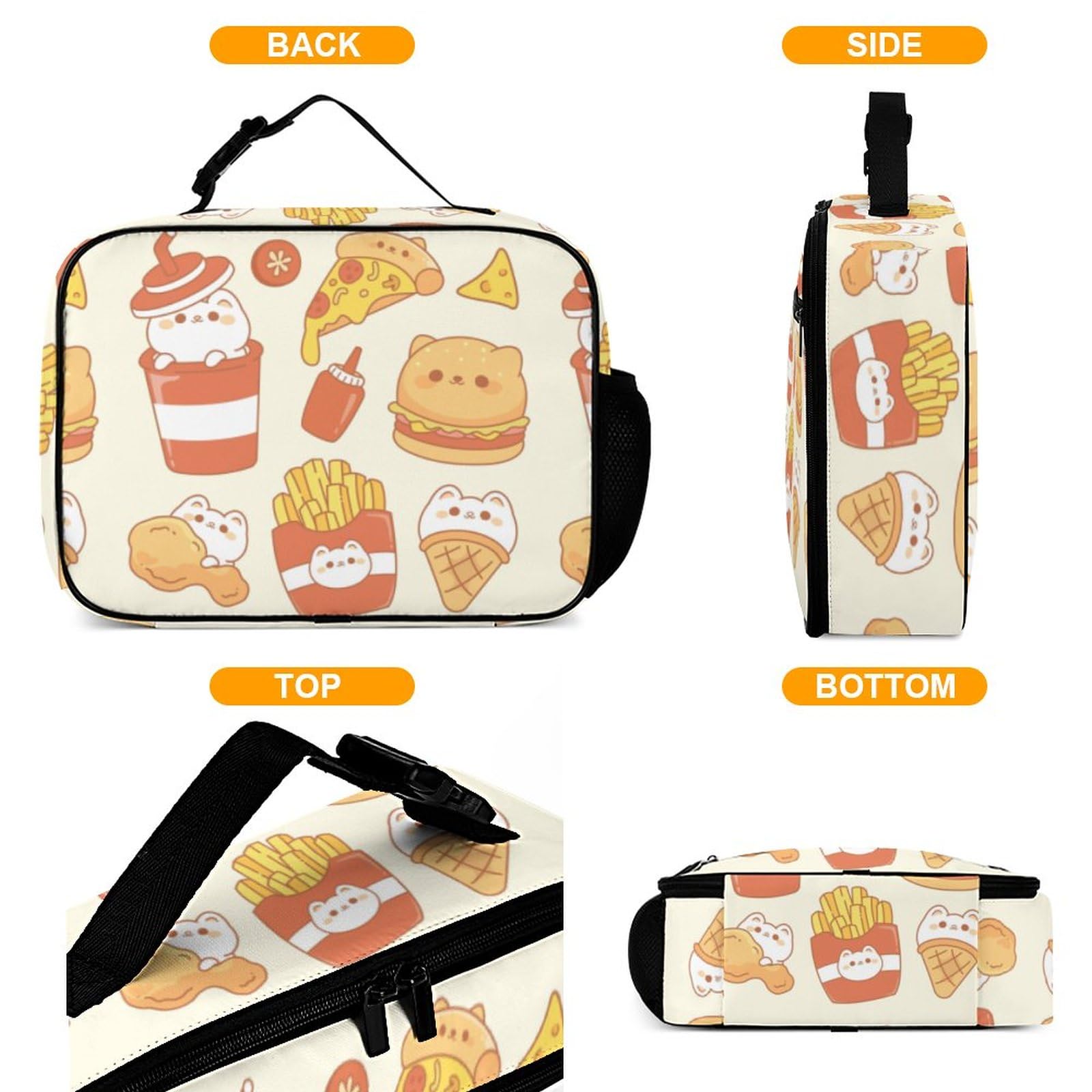 Muishi Fast Food Reusable Lunch Box Insulated Lunch Bag Cooler Bag Lunchbox Meal Food Container Tote Bag for Women Kids Girls Boy School Camping Hiking Picnic Beach Travel