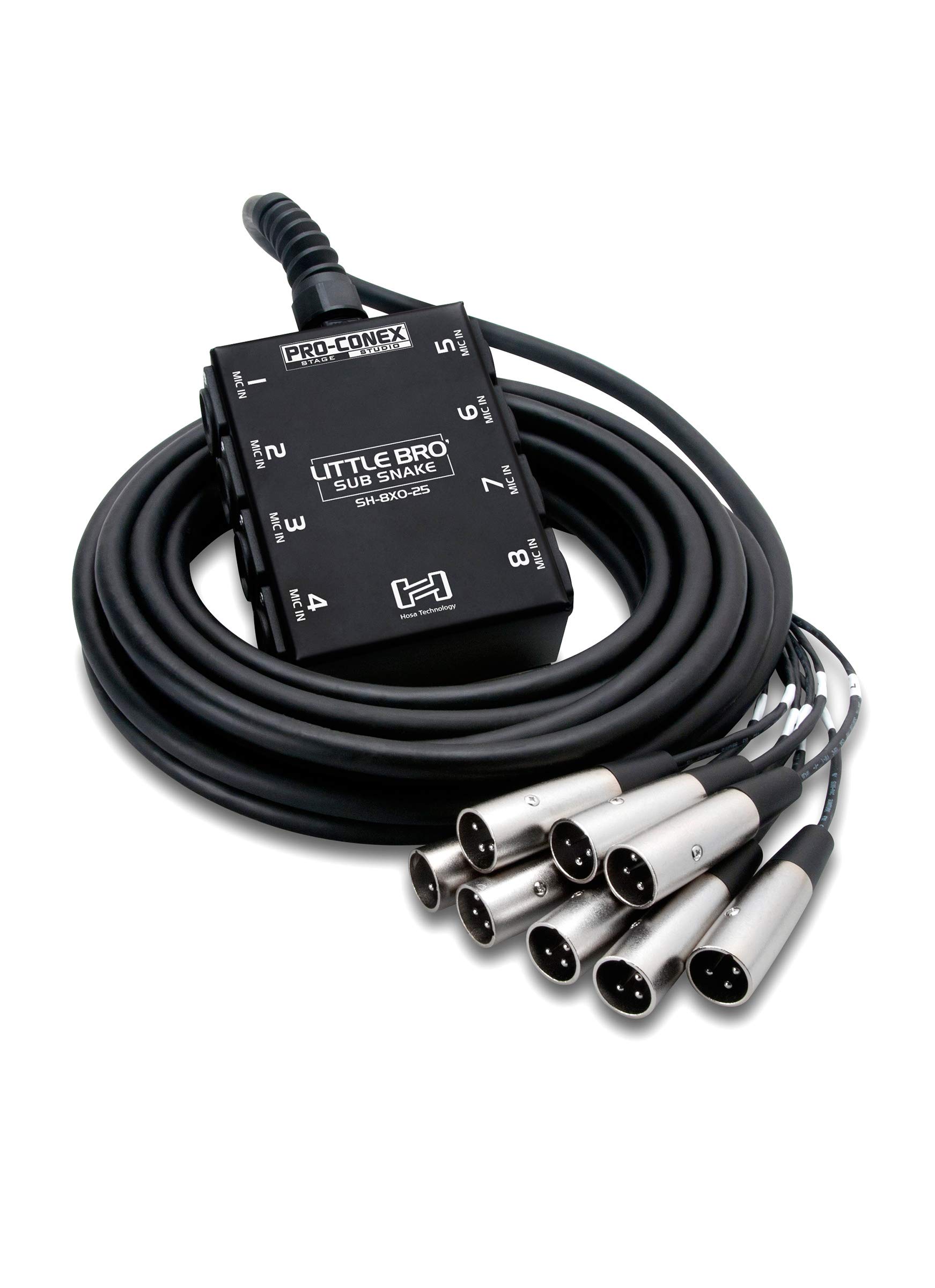 HOSA ProConex Little Bro' Sub Snakes Xlr x 8 - (25 Feet) (Black) (8 Channel)