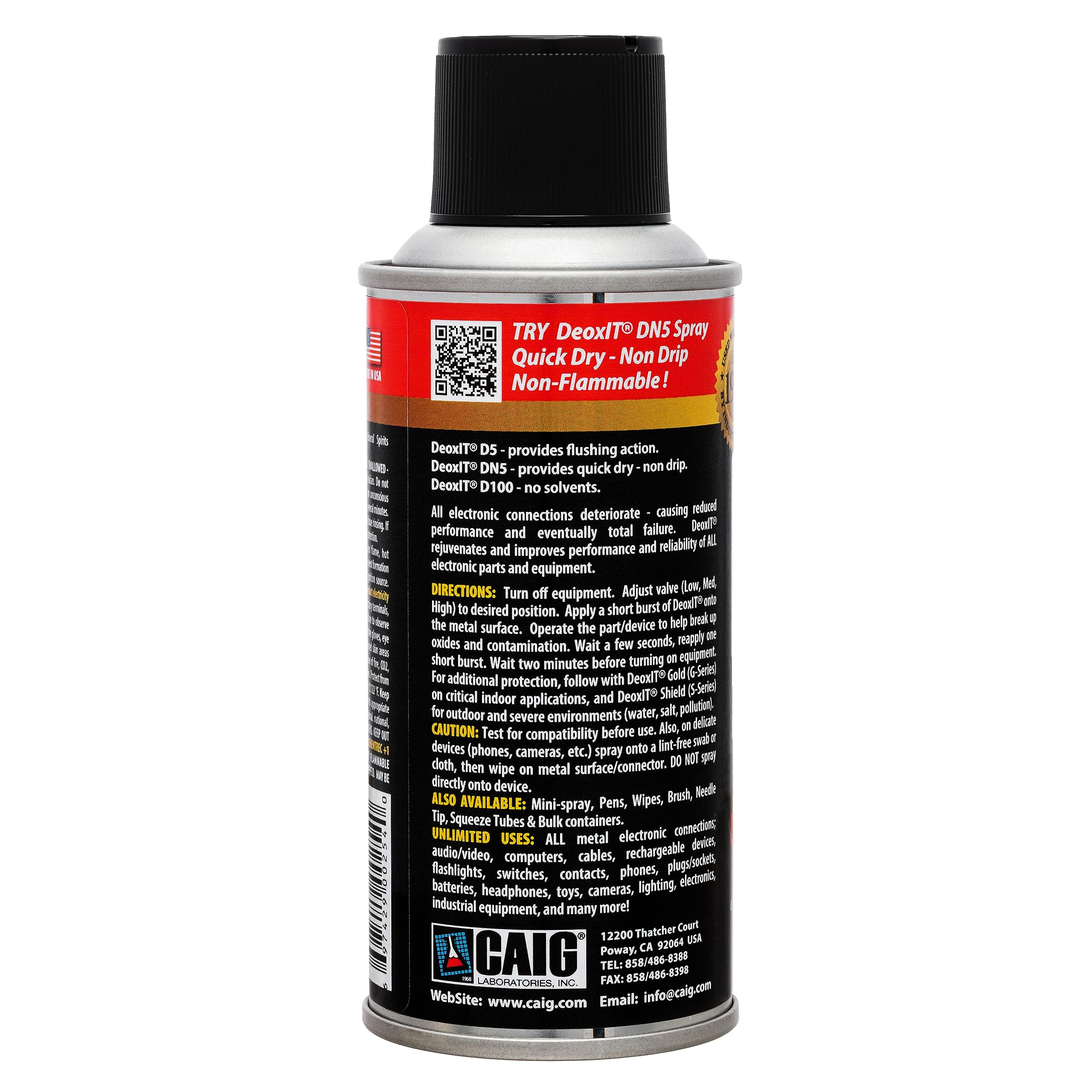 Hosa D5S-6 CAIG DeoxIT 5% Spray Contact Cleaner, 5 oz.