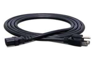 hosa pwc-408 iec c13 to nema 5-15p power cord, 8 feet