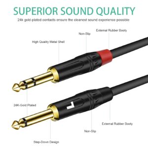 1/4 inch TRS Stereo Y Splitter Insert Cable, Gold Plated Audiowave Series 6.35mm 1/4 inch TRS Male to Dual 6.35mm 1/4 inch TS Male Mono Breakout Cable, Audio Cord (6.6FT / 1PACK)