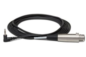 hosa xvm-115f xlr3f to right-angle 3.5 mm trs microphone cable, 15 feet cable length black