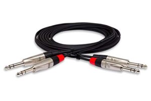 hosa hss-015x2 dual rean 1/4 in trs to same pro stereo interconnect cable, 15 feet (hss015x2)