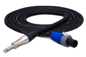 hosa skt-203q edge speaker cable, neutrik speakon to 1/4 in ts, black, 3 ft