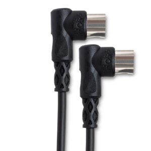 Hosa MID-303RR Right Angle 5-Pin DIN to Right Angle 5-Pin DIN MIDI Cable, 3 Feet Black, 1 Count (Pack of 1)