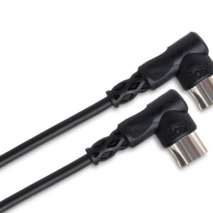 Hosa MID-303RR Right Angle 5-Pin DIN to Right Angle 5-Pin DIN MIDI Cable, 3 Feet Black, 1 Count (Pack of 1)