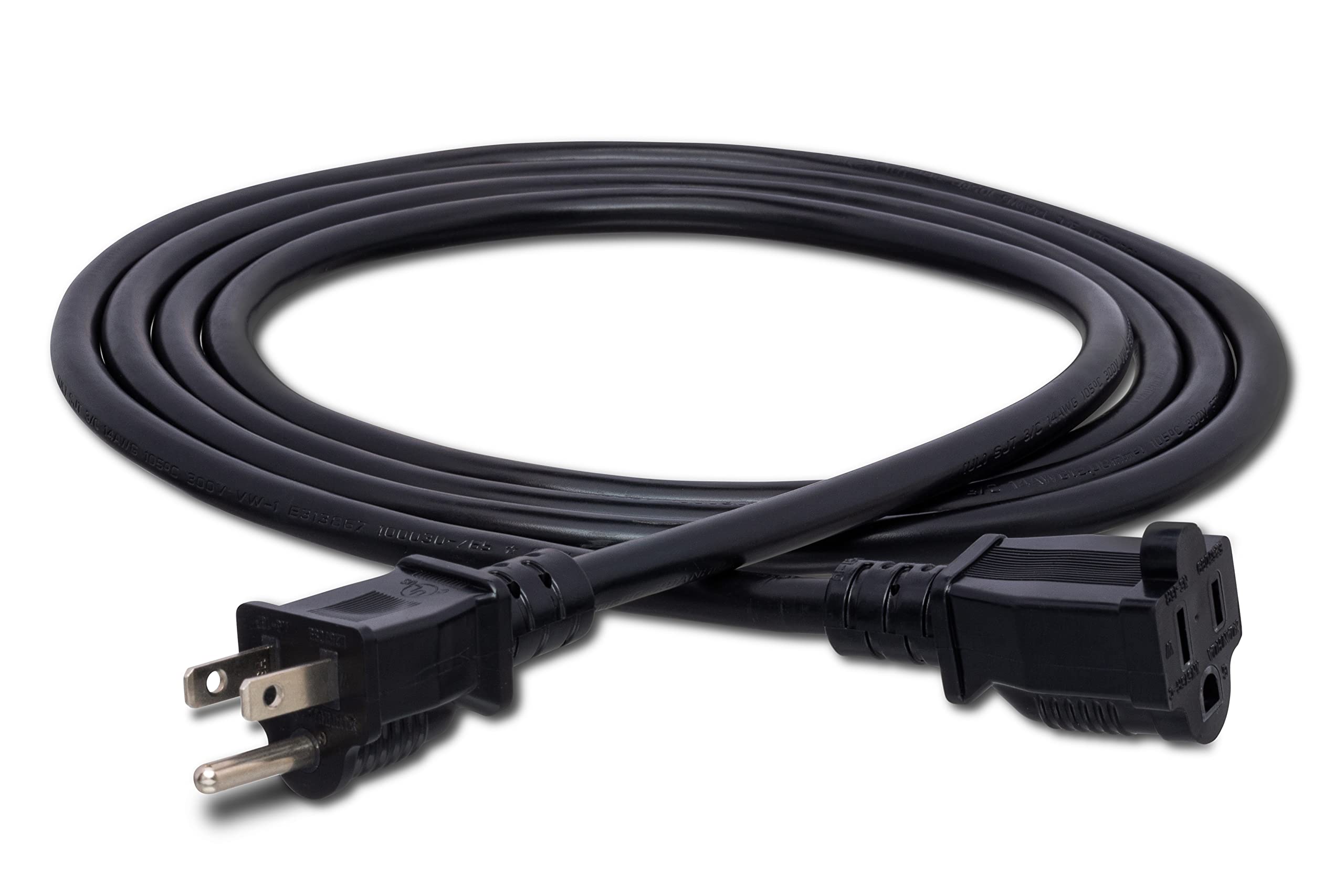 Hosa PWX-408 NEMA 5-15R to NEMA 5-15P Power Extension Cord, 8 Feet