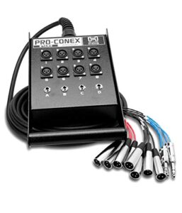 hosa sh-8x4-25 pro-conex stage box snake, hosa 8 x xlr sends and 4 x 1/4 in trs returns, 25 ft