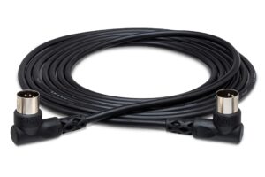 hosa mid-310rr right-angle midi cable, right-angle 5-pin din to same, 10 ft