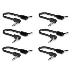 hosa 6 pack -flat guitar patch cable, molded low-profile right-angle to same, 6 in, 6 pc