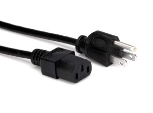 hosa pwc-140.5 power cord, iec c13 to nema 5-15p, 6 in