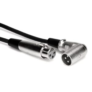 hosa xrr-115 balanced interconnect, xlr3f to right-angle xlr3m, 15 ft